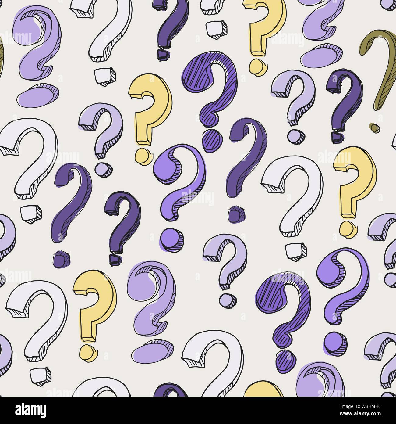 Seamless pattern with hand drawn question mark. Cartoon question marks ...