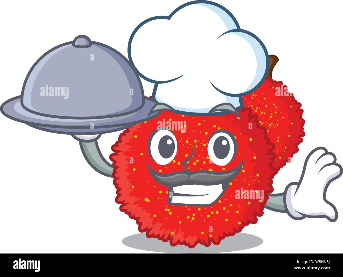 Chef with food bayberry tea served in cartoon glass Stock Vector Image ...