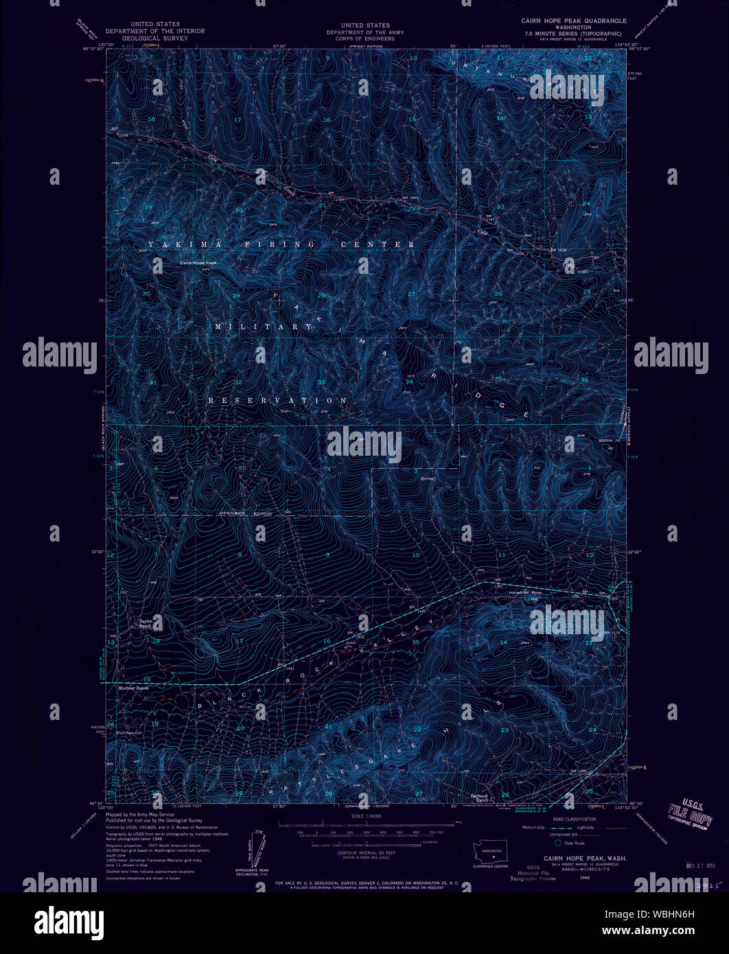 USGS Topo Map Washington State WA Cairn Hope Peak 240296 1948 24000 ...