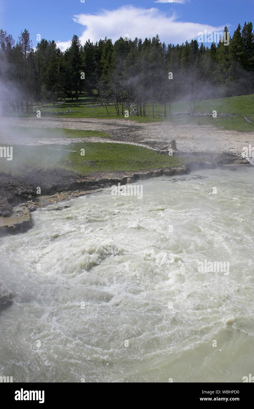 Hot geothermal spring in the upper Hayden Valley Yellowstone National ...