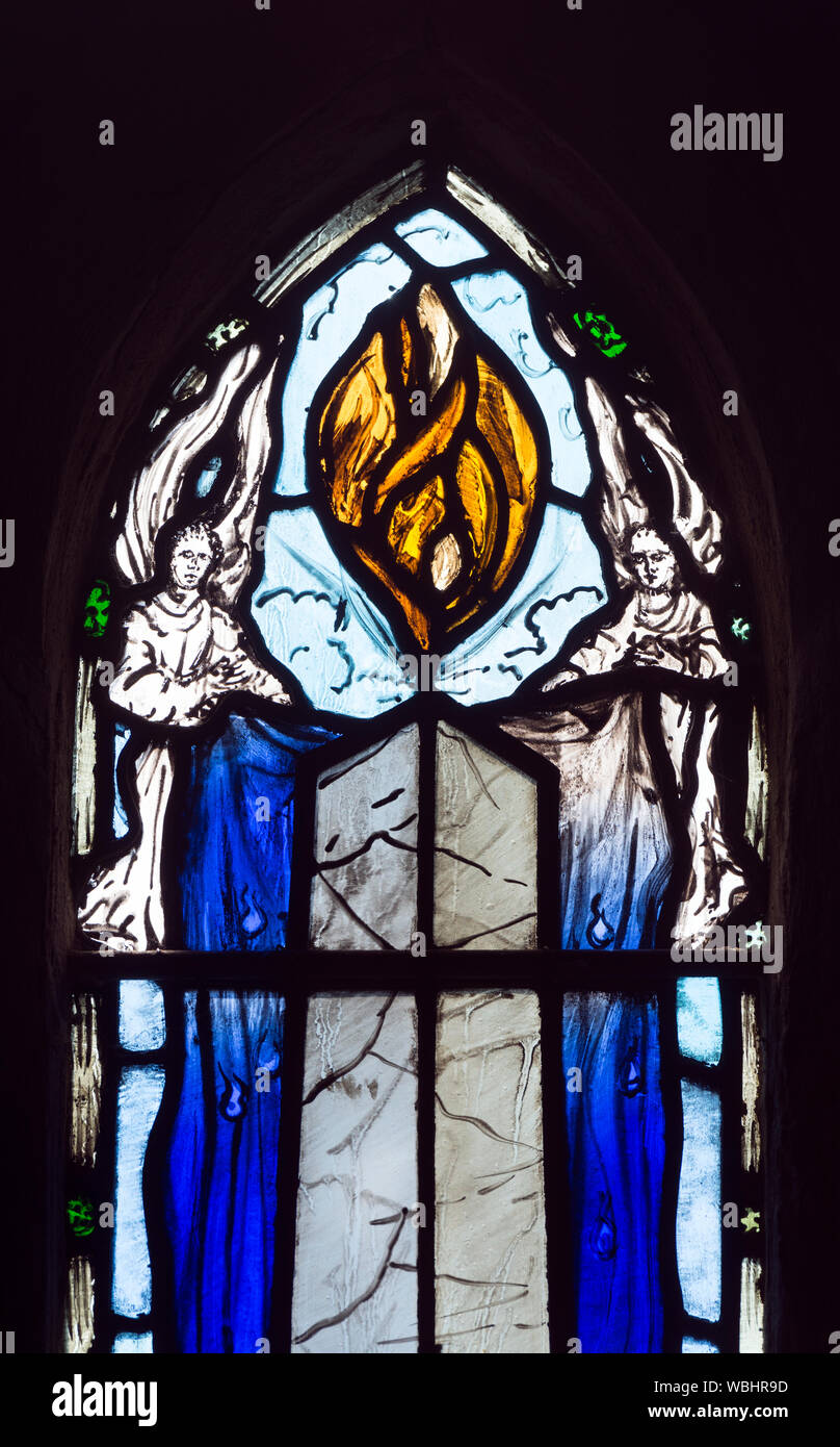 Candle stained glass, St Michael and All Angels Church, Finmere ...