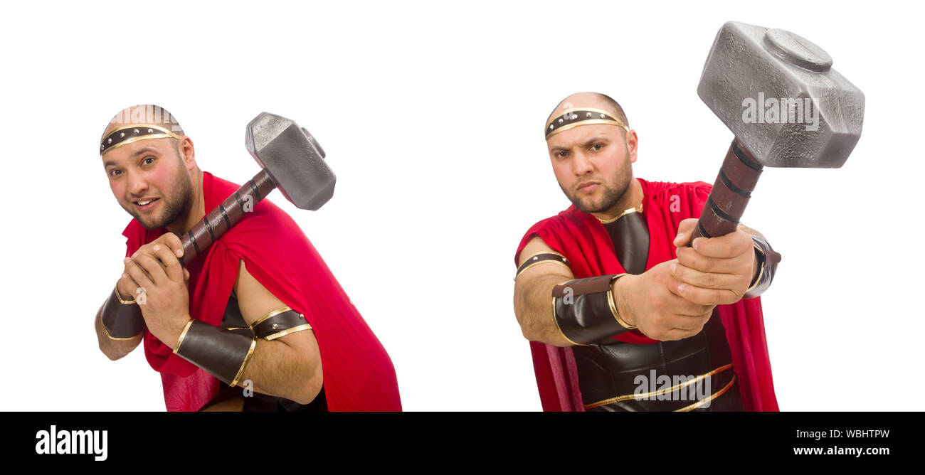 The gladiator isolated on white background Stock Photo - Alamy