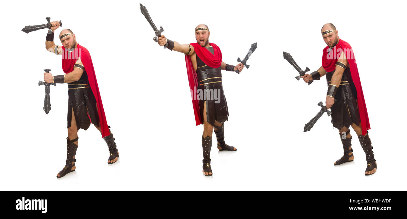 The gladiator isolated on white background Stock Photo - Alamy