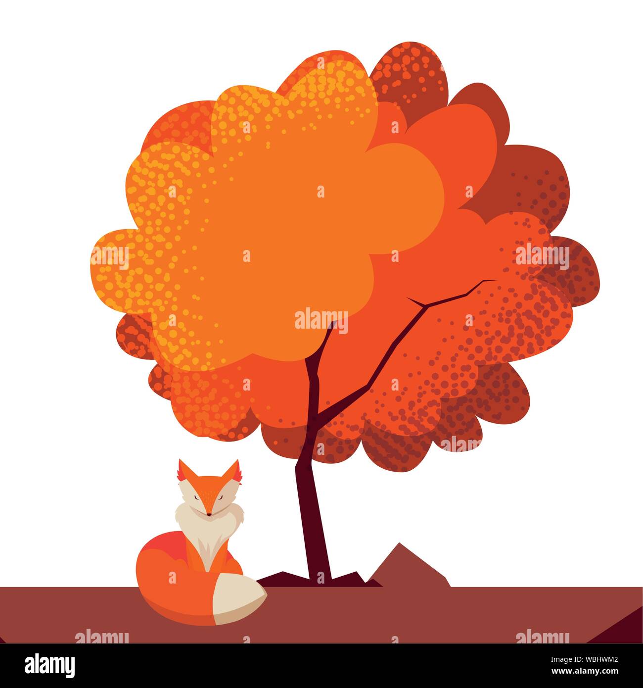 happy autumn season fox mammal vector illustration Stock Vector Image ...