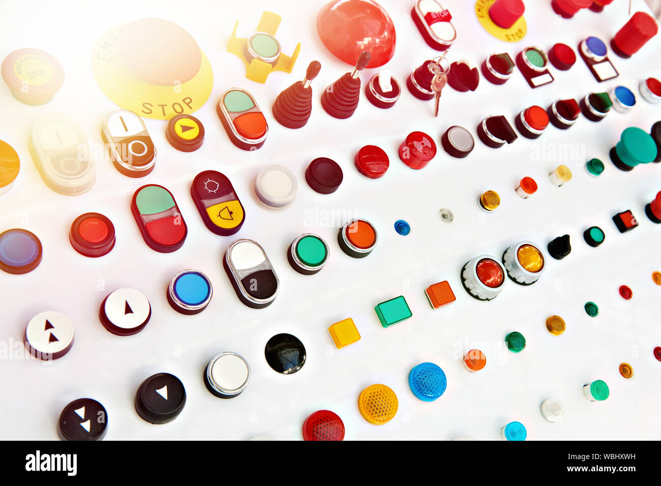 Buttons for control panels for electrical equipment Stock Photo - Alamy