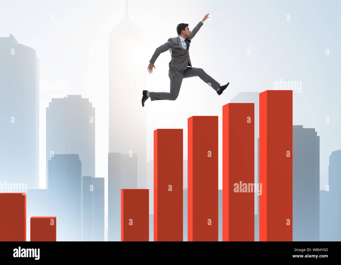 The businessman running towards economic success Stock Photo - Alamy