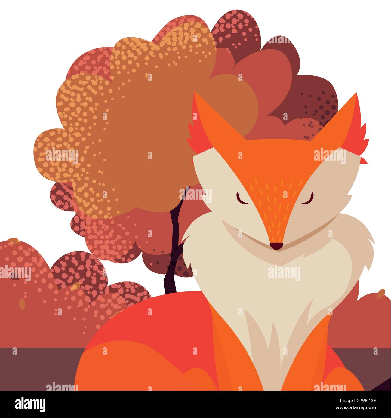 happy autumn season fox mammal vector illustration Stock Vector Image ...