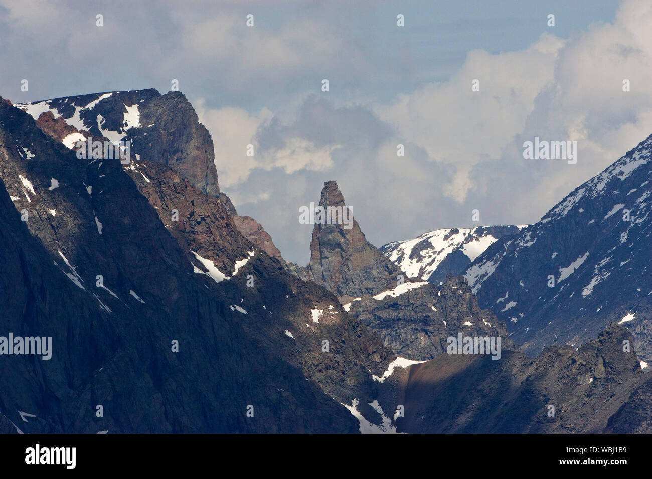 The Bear Tooth and mountains from the Bear Tooth Pass Montana USA June ...