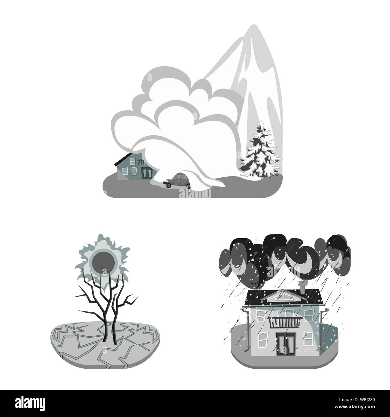 Vector illustration of nature and apocalypse sign. Collection of nature ...