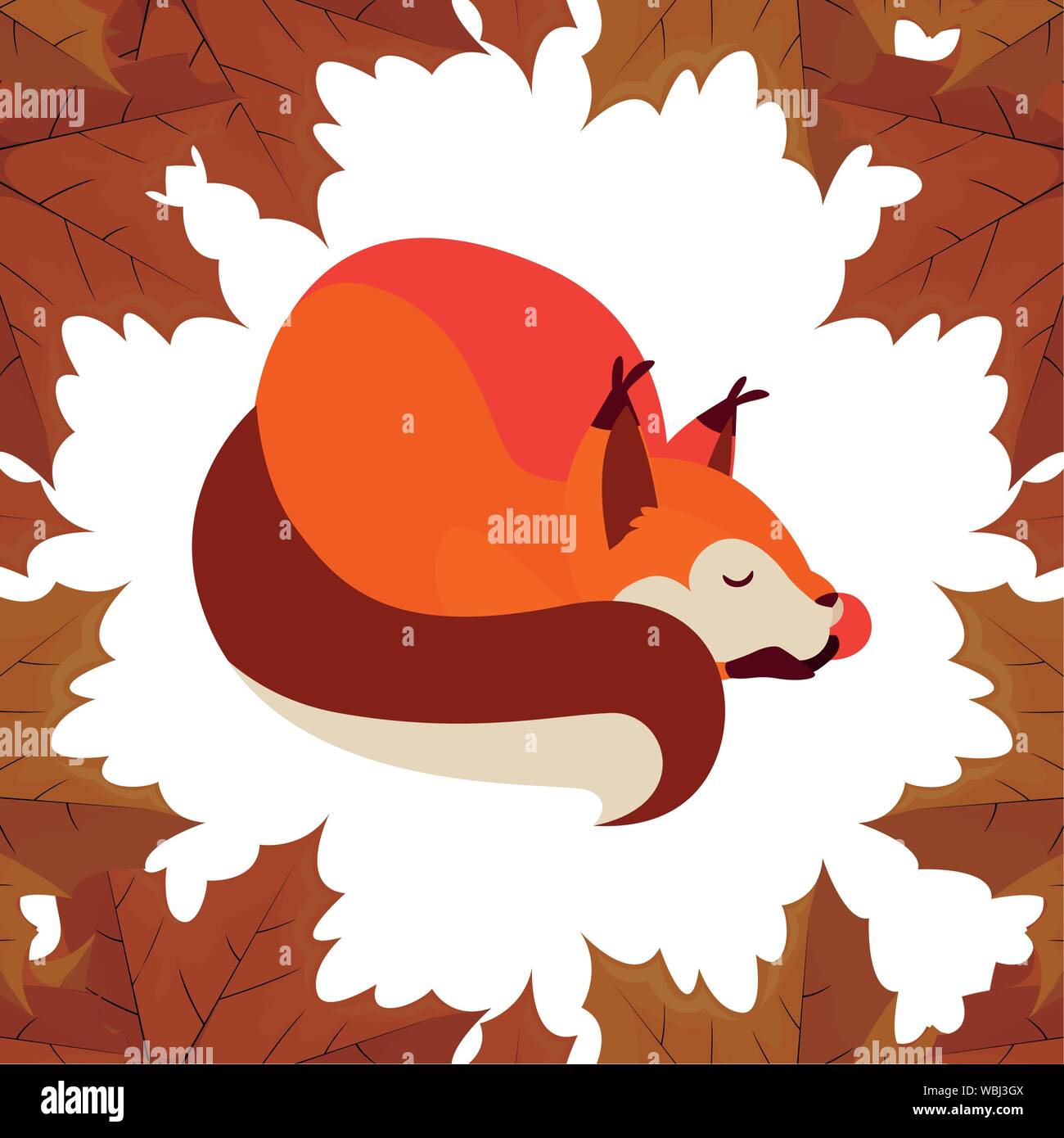 happy autumn season fox mammal vector illustration Stock Vector Image ...