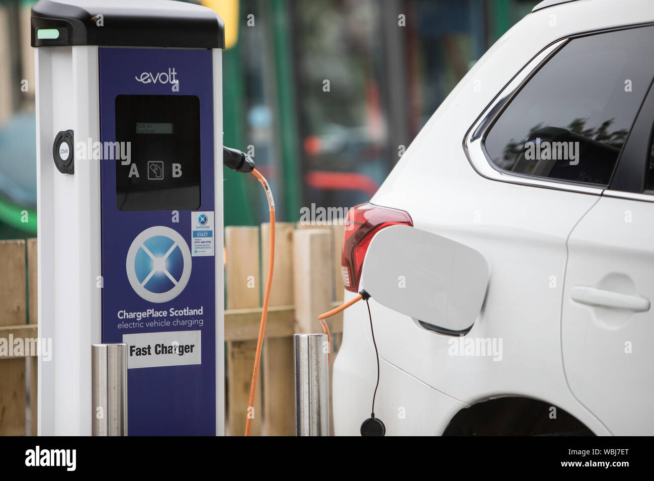 Drivers charge their Electric and Hybrid vehicles at the Princes Street ...