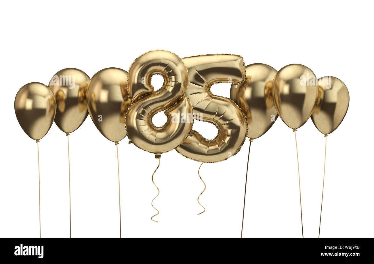 85th birthday gold balloon background. Happy Birthday. 3D Rendering ...