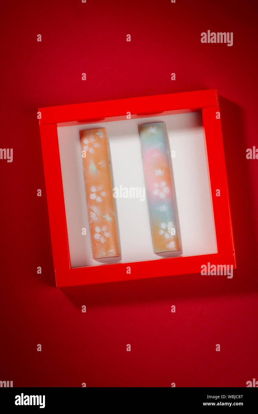 Chocolate candy in small box Stock Photo - Alamy