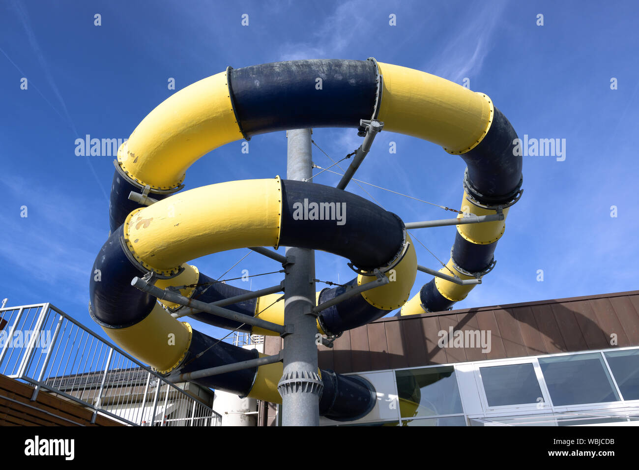 Water slide from the outside in the adventure bath in Buesum, famous ...
