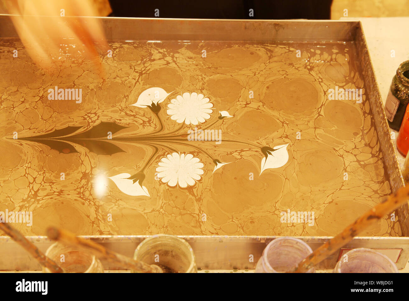 Ebru, Turkish marbling art background Stock Photo - Alamy