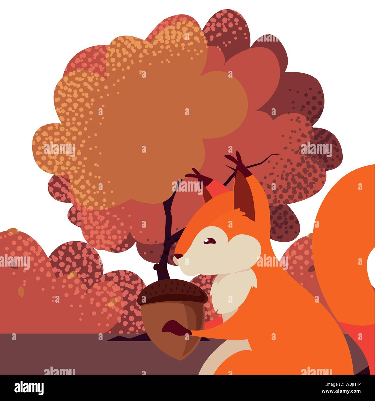 squirrel acorn happy autumn season vector illustration Stock Vector ...