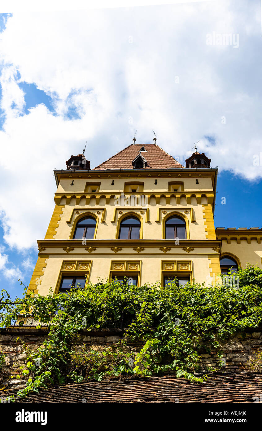 Old and colorful house in Sighisoara citadel. Medieval architecture ...