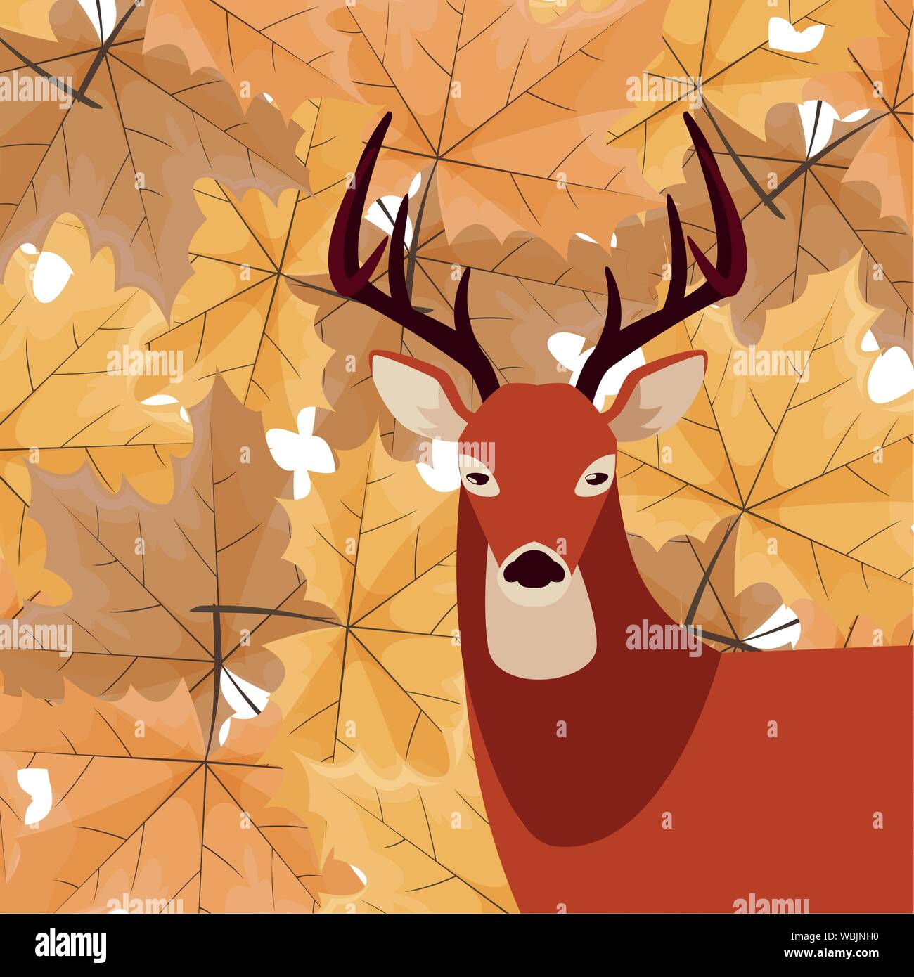 deer wildlife foliage happy autumn season vector illustration Stock ...