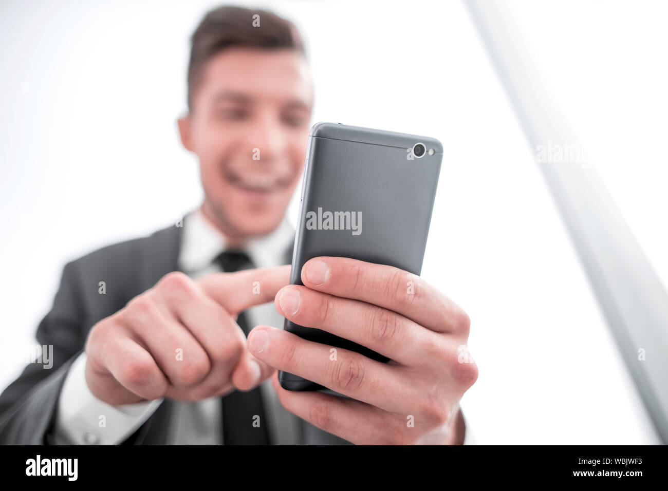 businessman reading a text message Stock Photo - Alamy