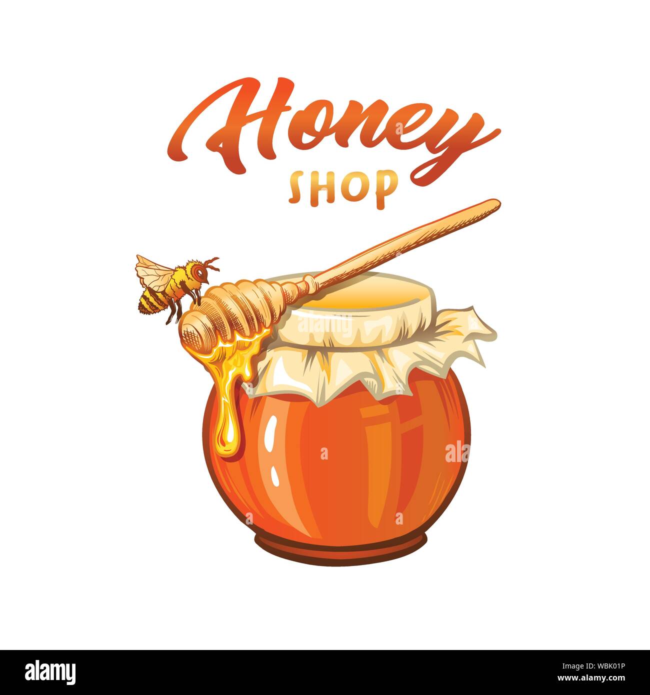 Honey poster bee lettering Cut Out Stock Images & Pictures - Alamy