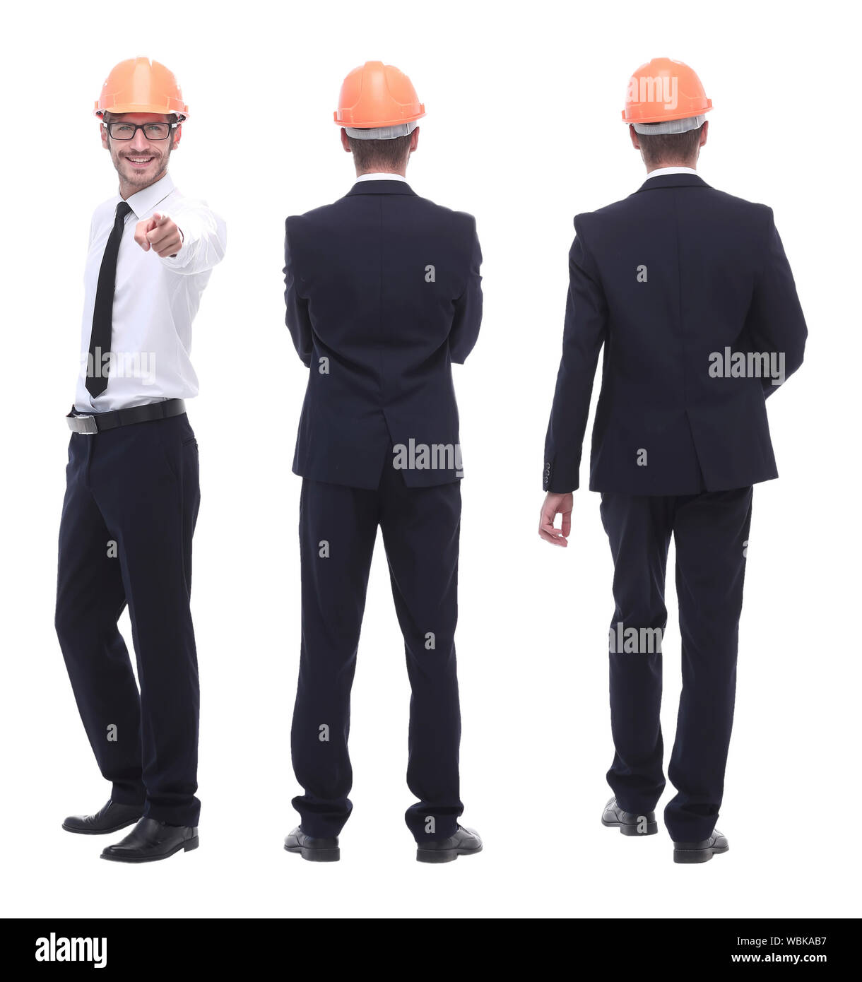 in full growth .a qualified architect in an orange helmet Stock Photo ...