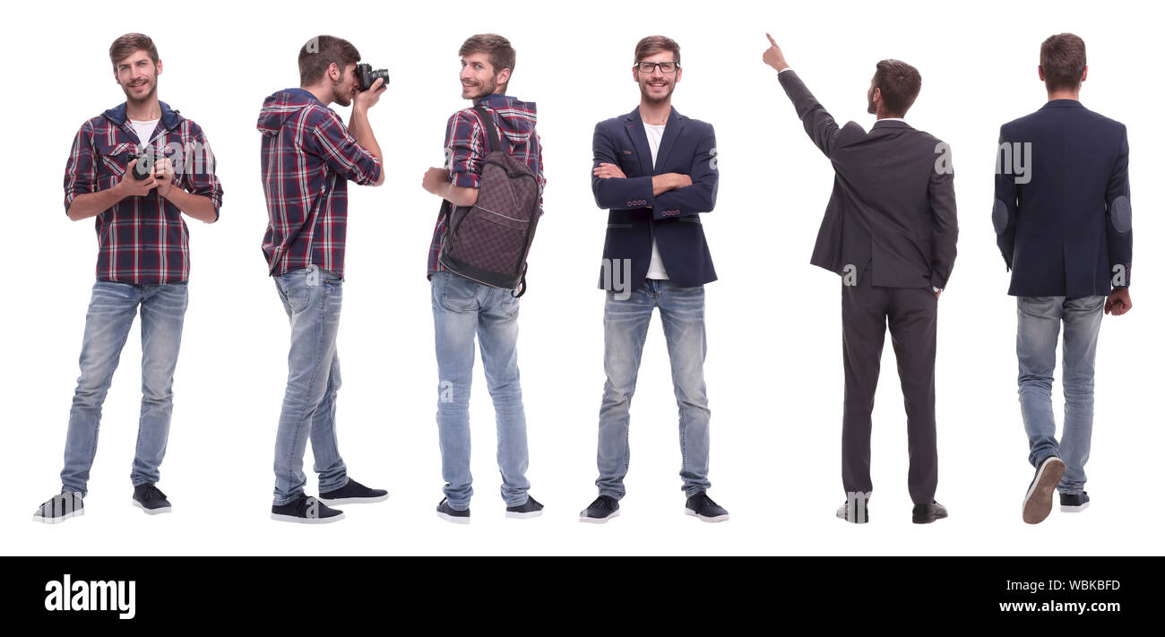 photo collage successful modern young man..isolated on white Stock ...
