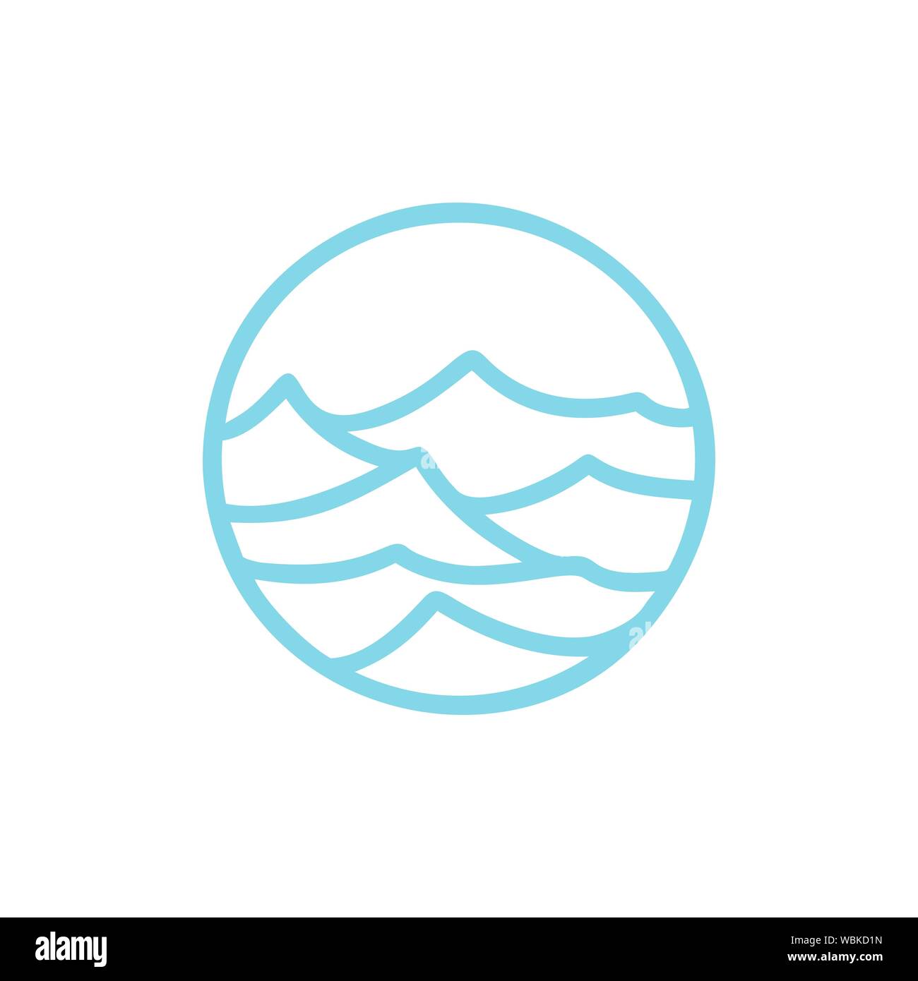Round bio emblem in a circle linear style. blue water wave logo. Vector ...