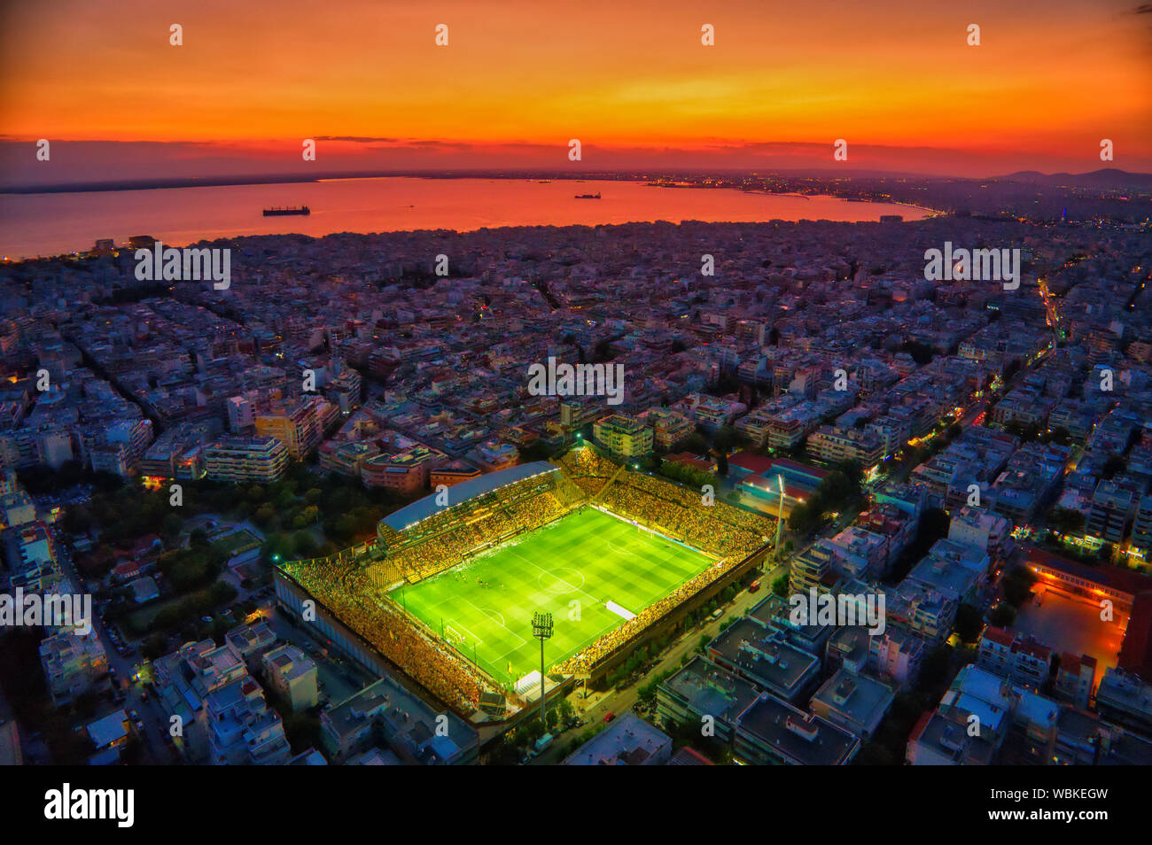 Thessaloniki, Greece, August 25, 2019: Aerial shot of the Kleanthis ...