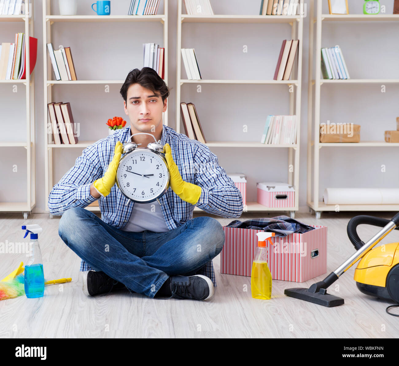 The man doing cleaning at home Stock Photo - Alamy