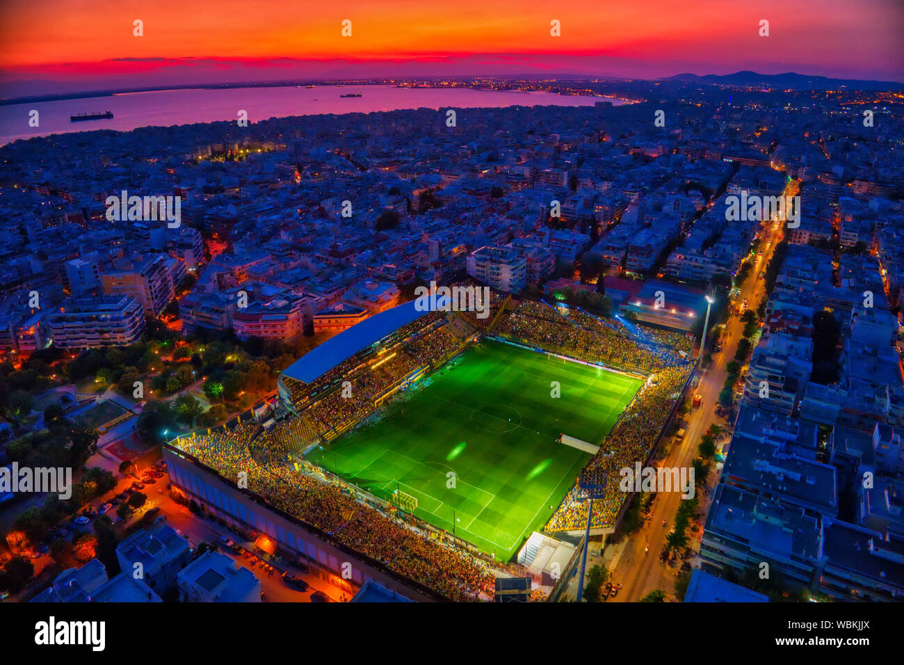 Thessaloniki, Greece, August 25, 2019: Aerial shot of the Kleanthis ...
