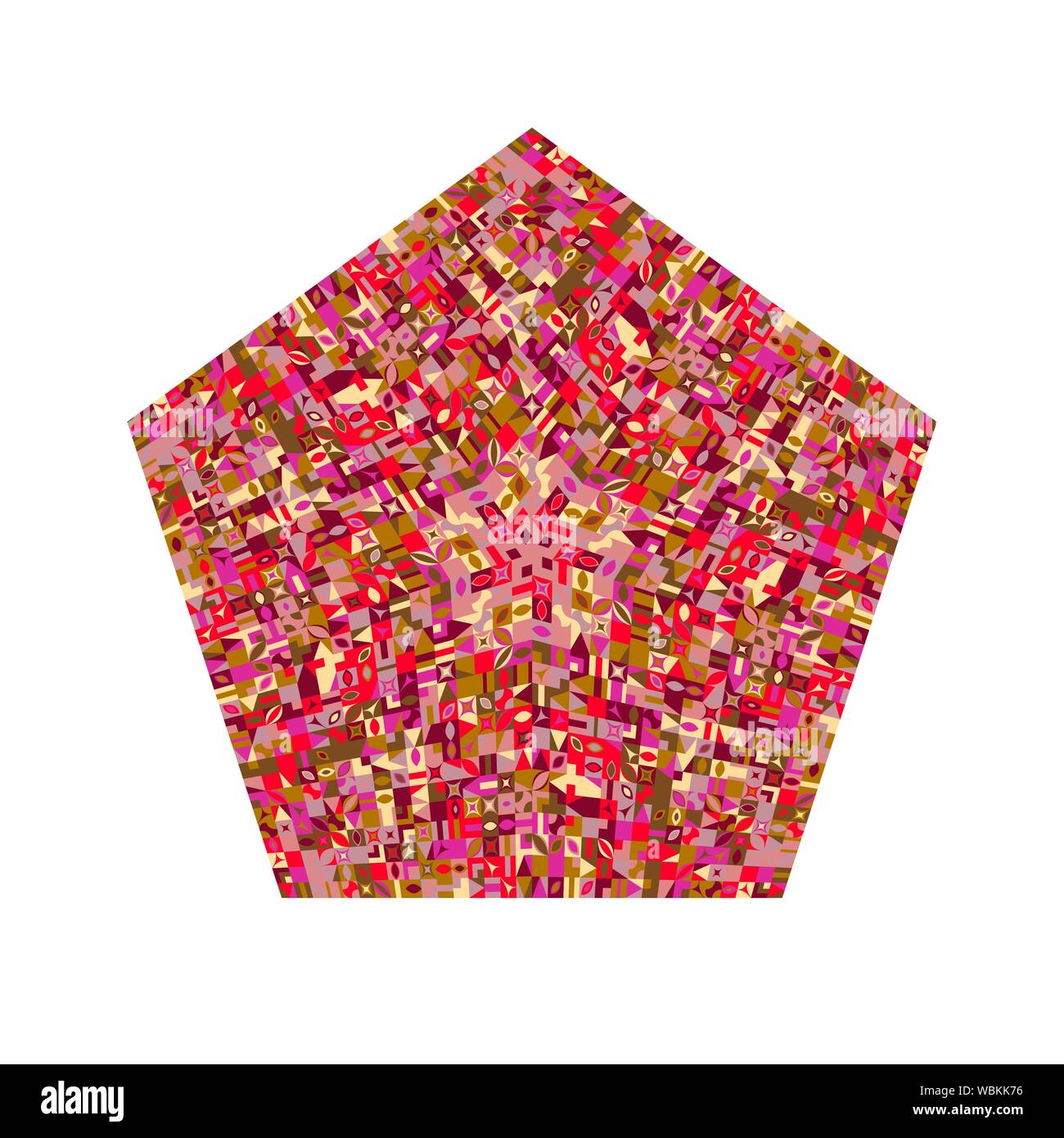 Abstract isolated colorful tiled mosaic pentagon polygon - geometrical ...