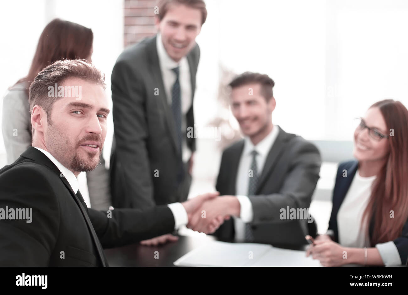 Business people doing handshake after hi-res stock photography and ...