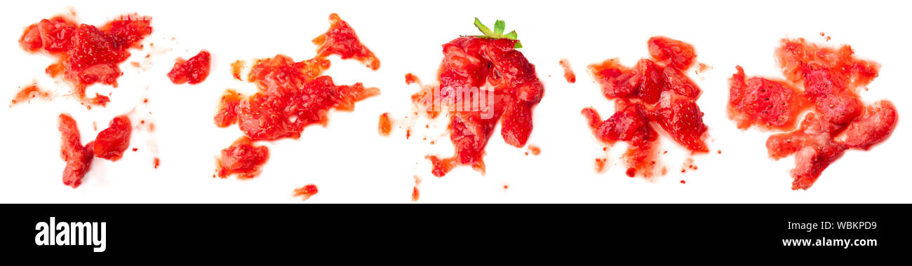 Smashed strawberry isolated on white Stock Photo - Alamy