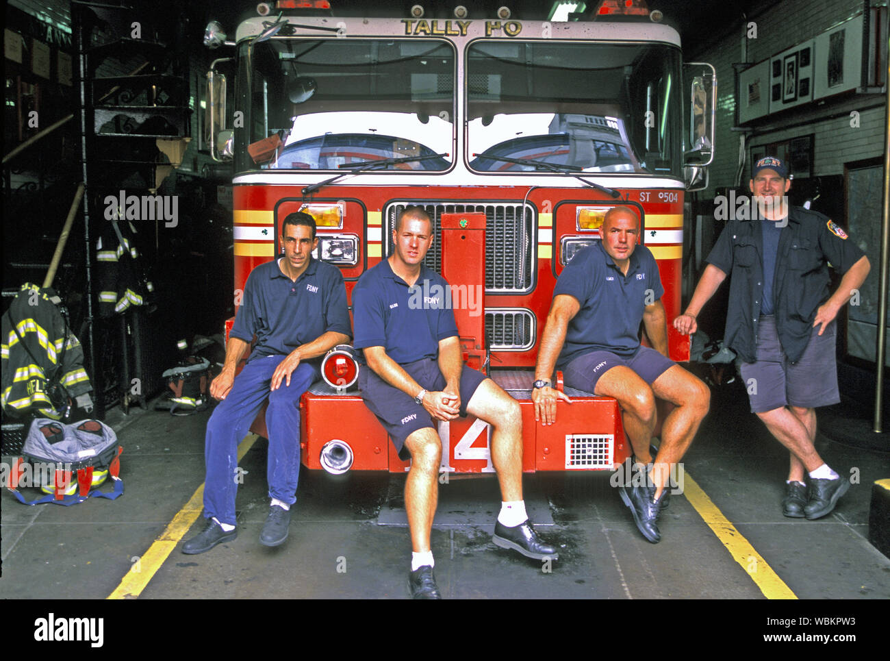 New York City firemen at the firehouse in Sunset Park Brooklyn Stock ...