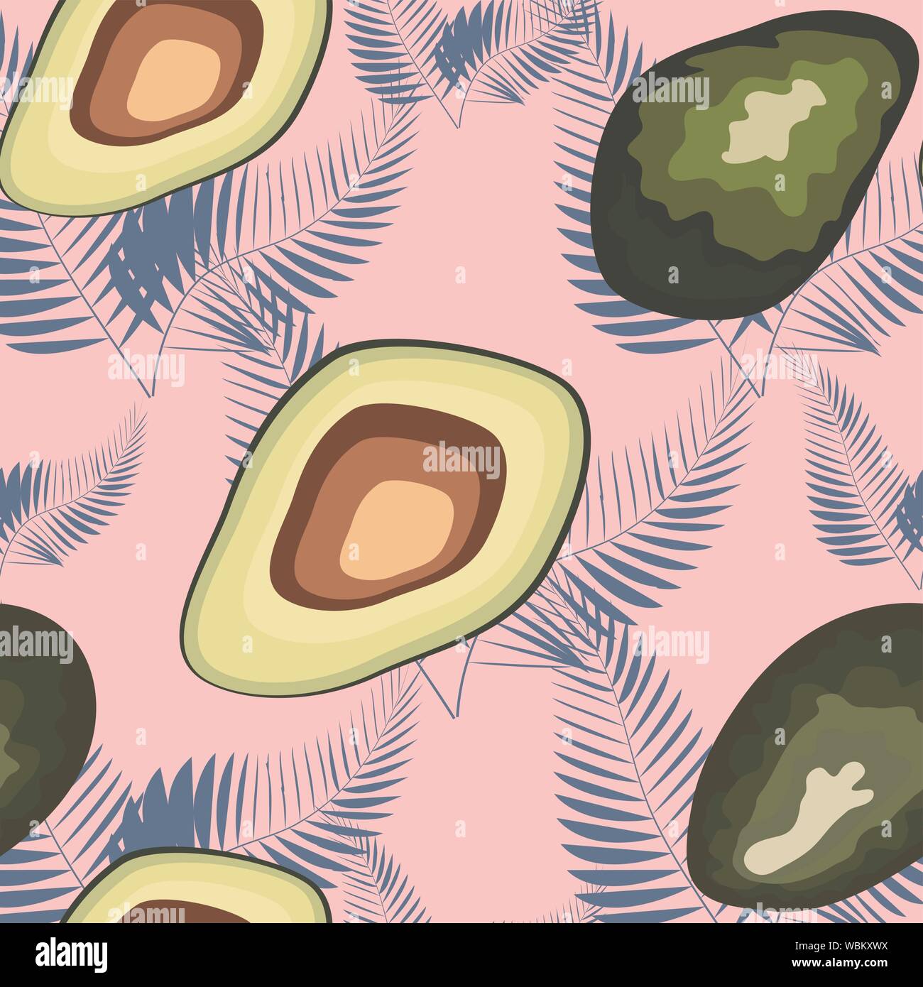 Tropical seamless pattern with avocado and leaves. Pattern for kitchen ...