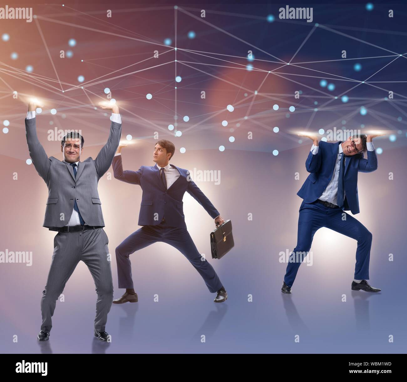 The businessmen supporting network mesh in concept Stock Photo - Alamy