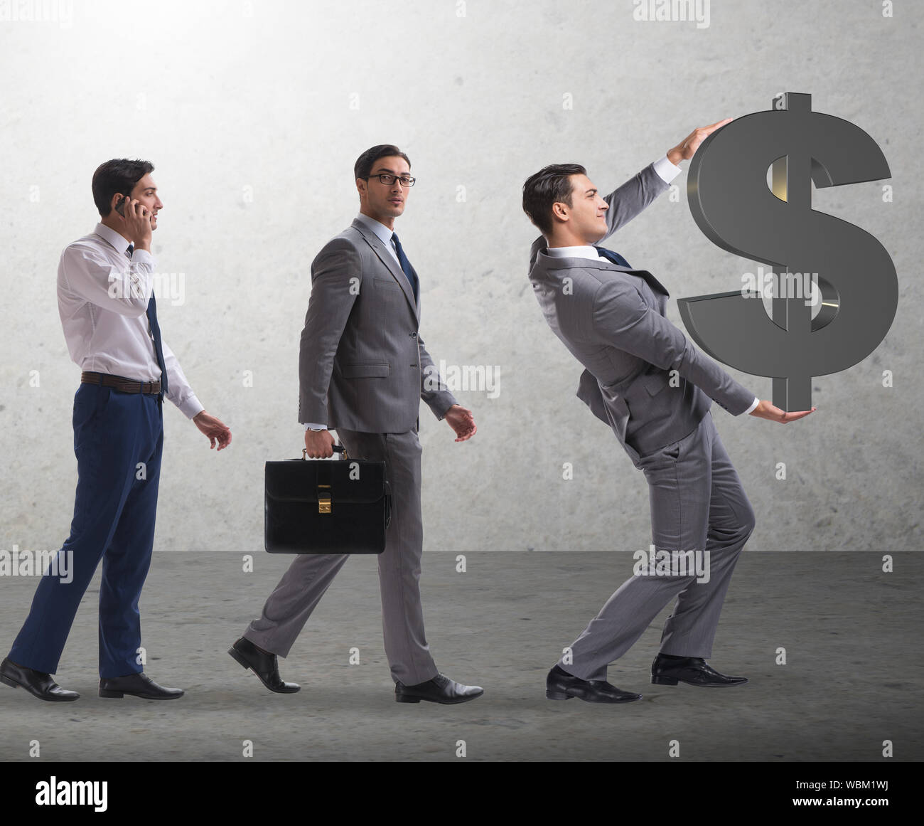 The business concept with man progressing through stages Stock Photo ...