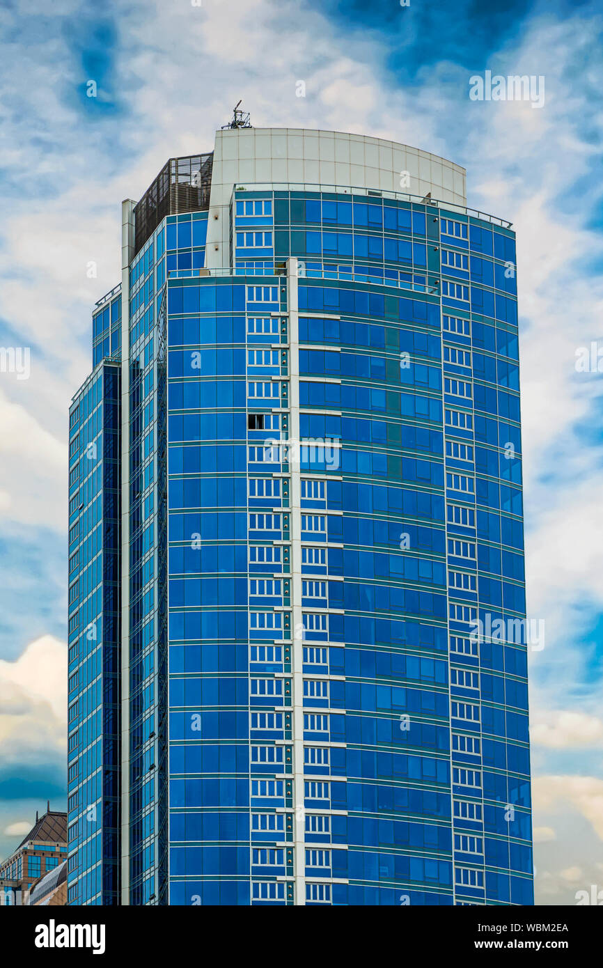 Blue Tower with One Window Open in Seattle Stock Photo - Alamy