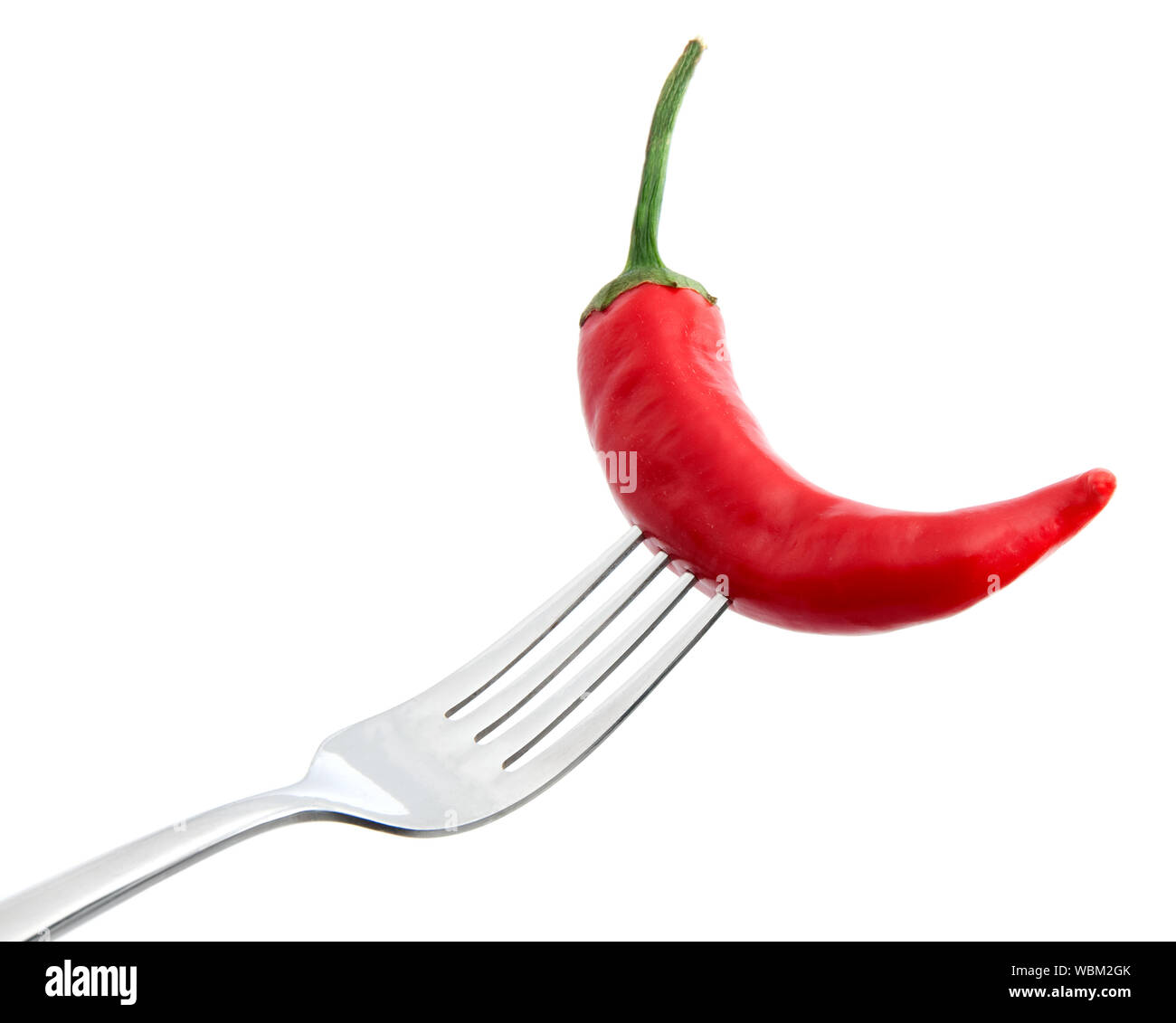 Chili pepper on a fork isolated on white background Stock Photo - Alamy