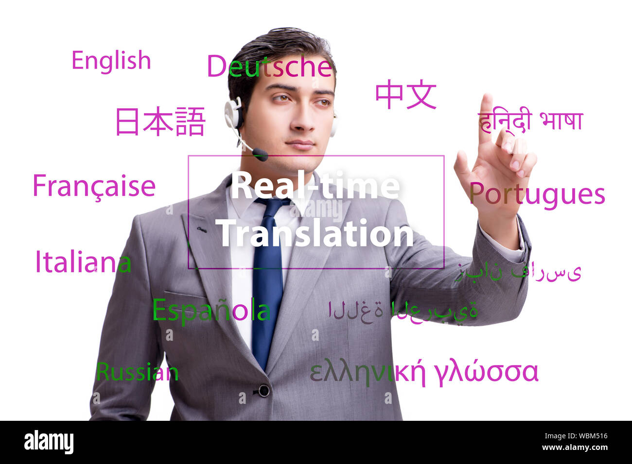 The concept of real time translation from foreign language Stock Photo ...