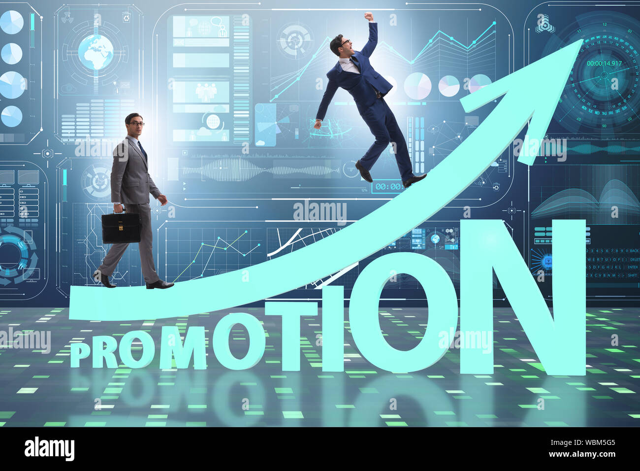 The concept of promotion with businessman Stock Photo - Alamy