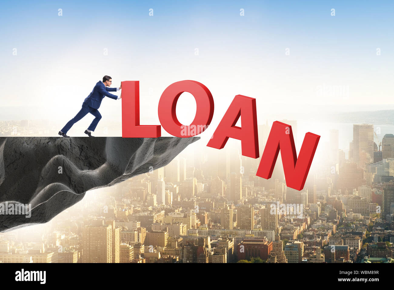 The debt and loan concept with businessman Stock Photo - Alamy