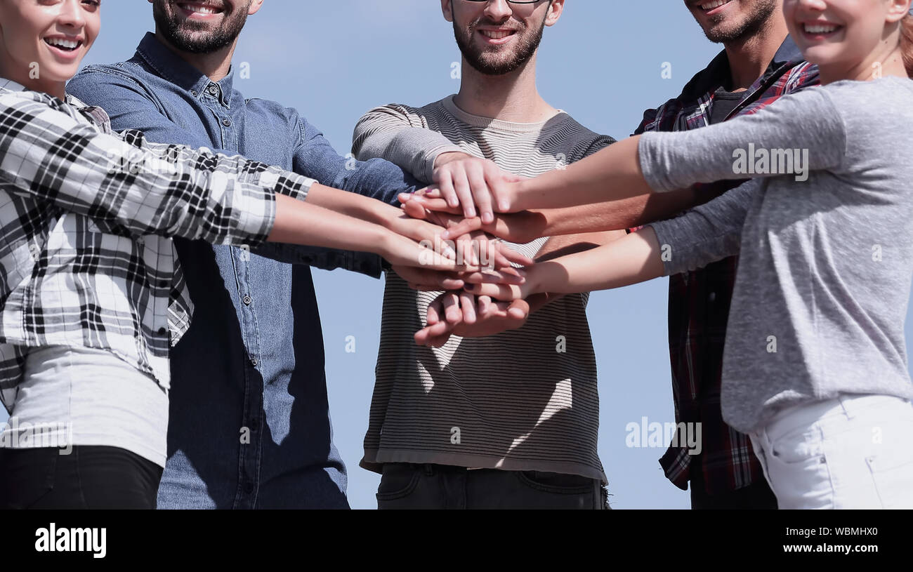 group of young people shows their unity Stock Photo - Alamy