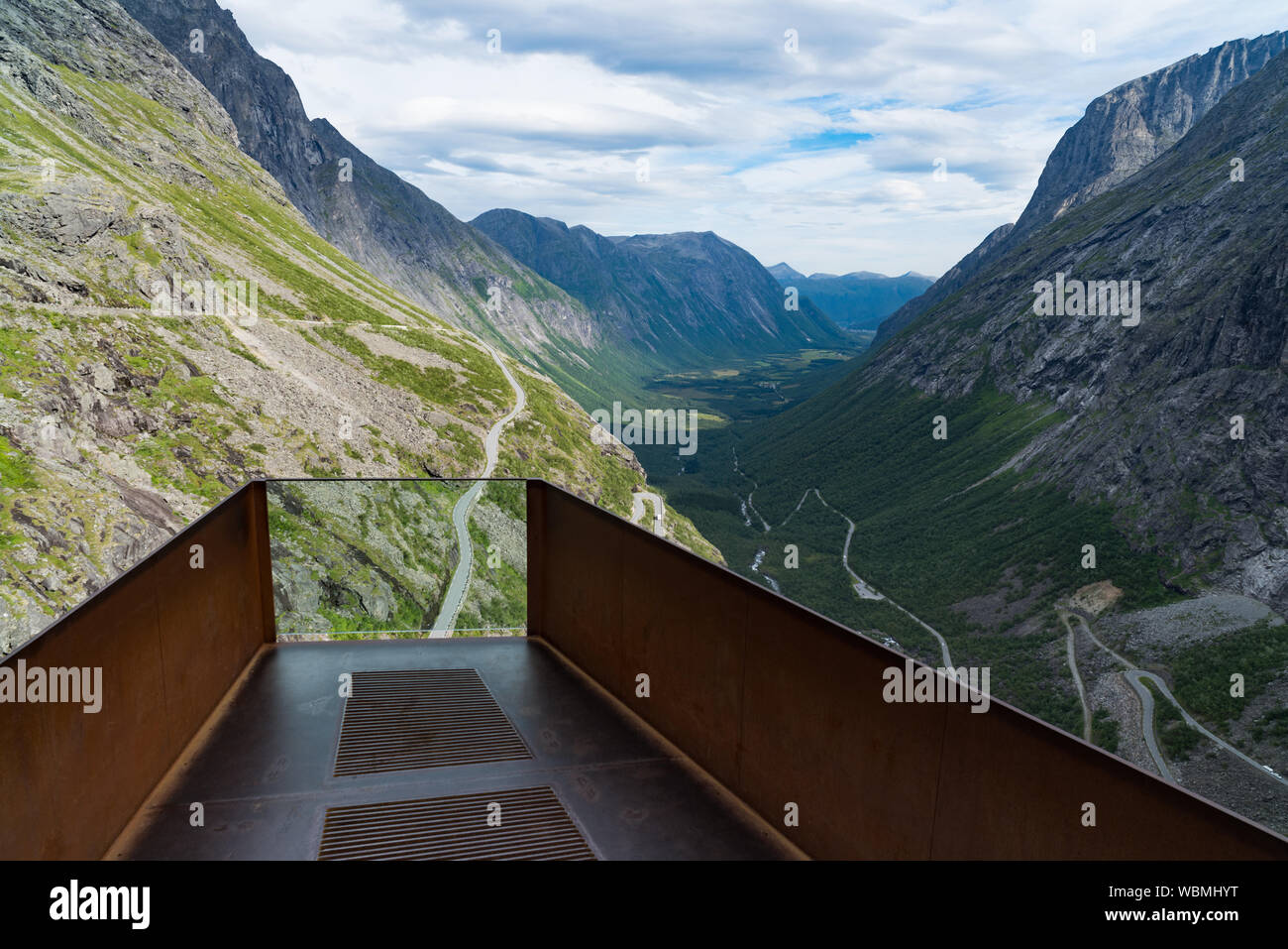 Unique viewpoint platform looking out over the Trollstigen or Trolls ...