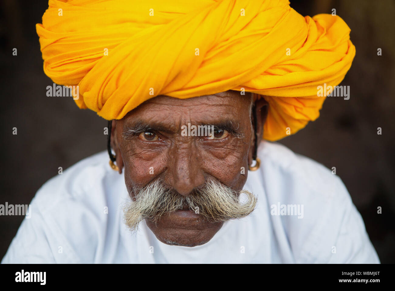 India, Rajasthan, Kekri, Portrait of a Rajasthani tribal man Stock ...