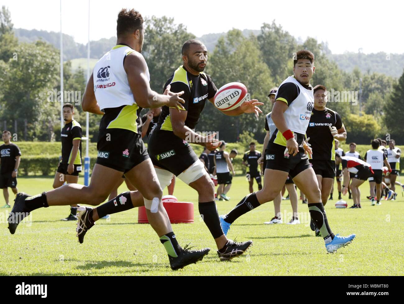 Japan's national rugby team members train in Abashiri, Hokkaido, on Aug ...