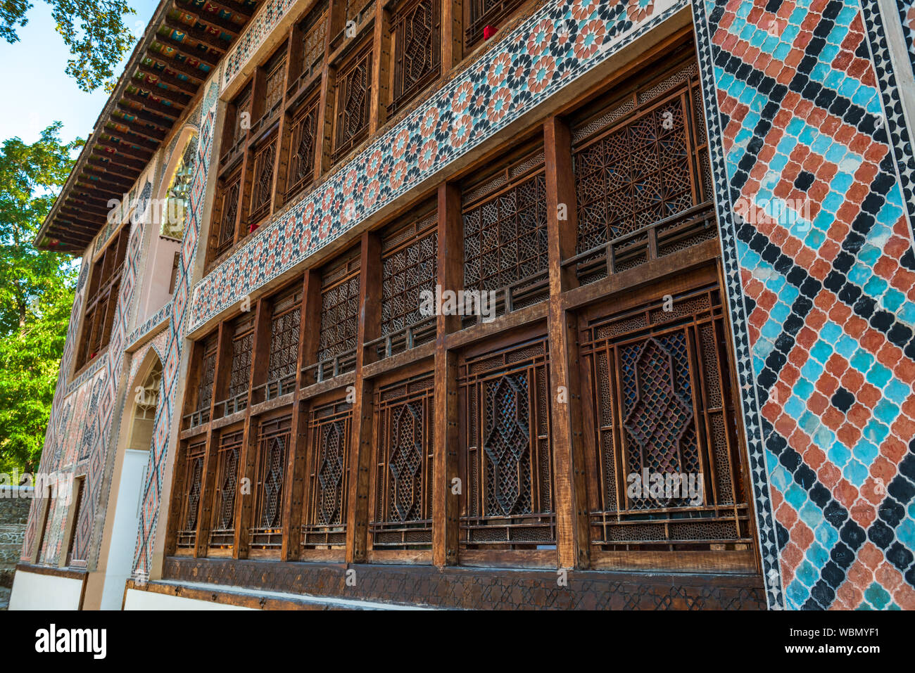 Facade of ancient Palace of Shaki Khans in Azerbaijan. Built in 18th ...