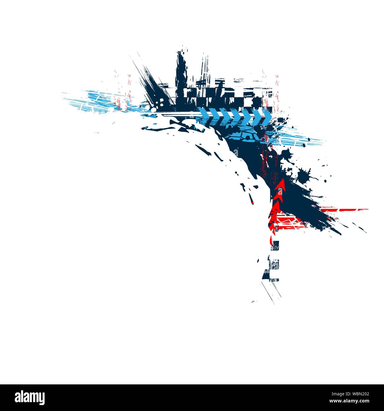 Black grunge square frame with red and blue race elements isolated on ...