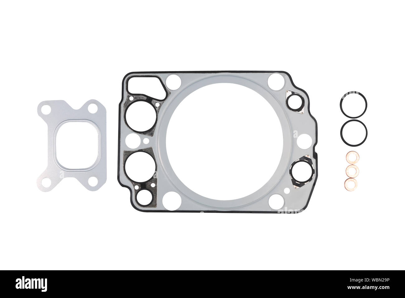 Set of car gaskets with rubber rings isolated on white background. Top ...