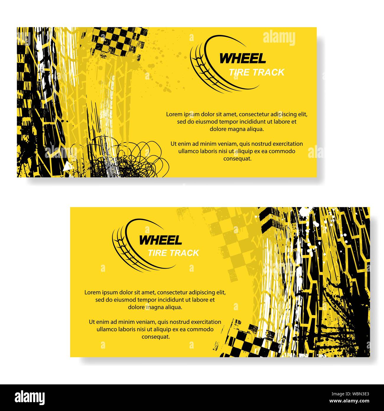 Black car wheel silhouette with sample text isolated on white ...